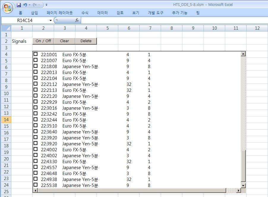 Wave & Fractals: Excel에서 HTS DDE 활용하기 5 - Chart와 지표 VIII