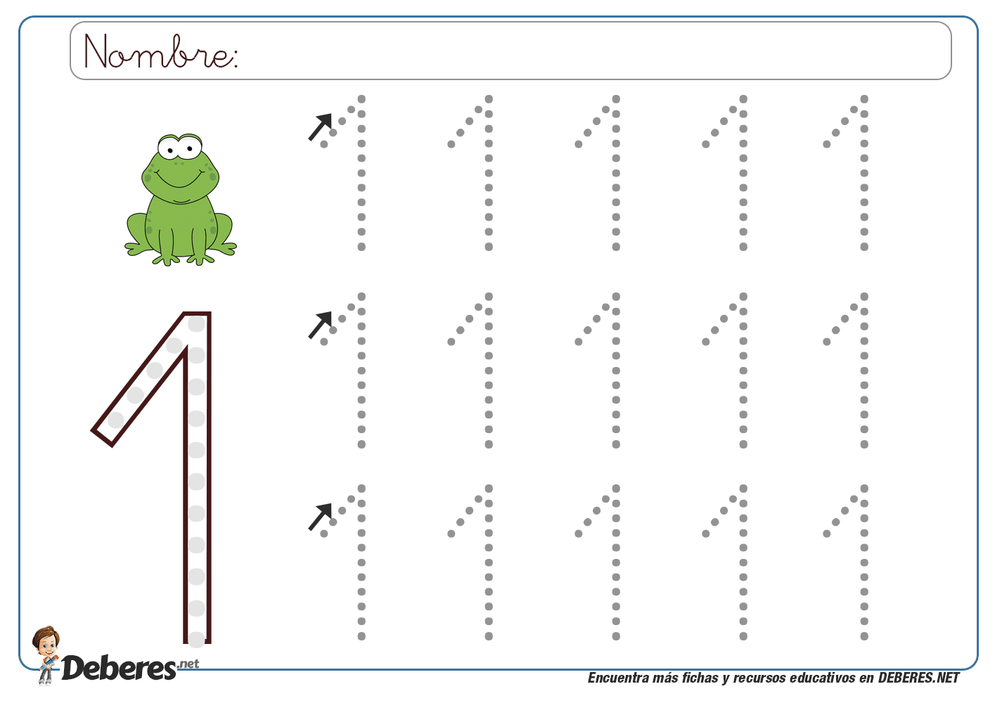 Trabajando en Educación Infantil: Otras 10 fichas del número 1