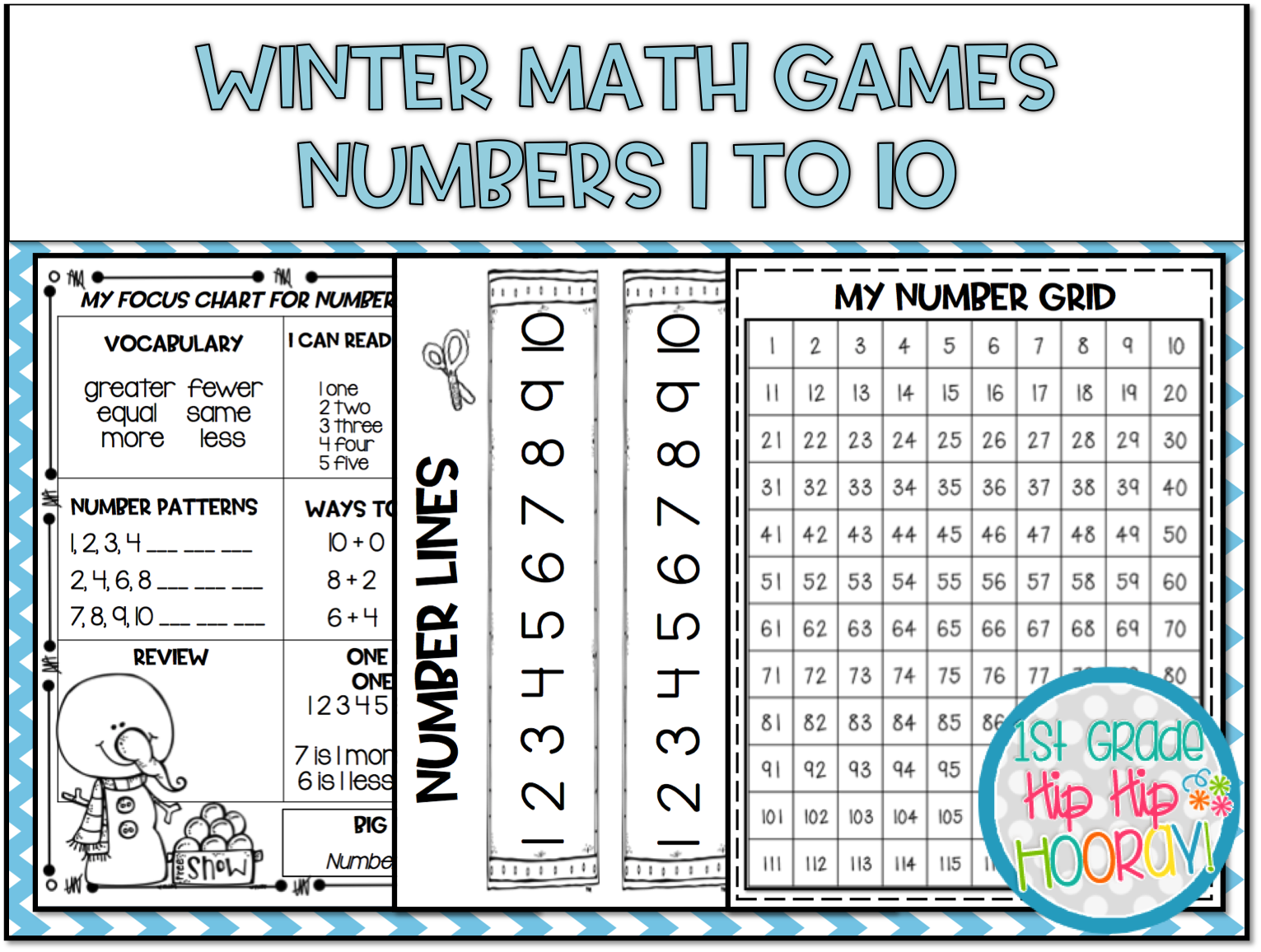 1st Grade Hip Hip Hooray!: Winter Math Games..Numbers 1 to 10