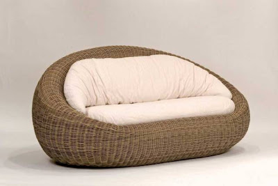 Antique Natural Handicraft Collections: Oval Shaped Modern Rattan Sofa