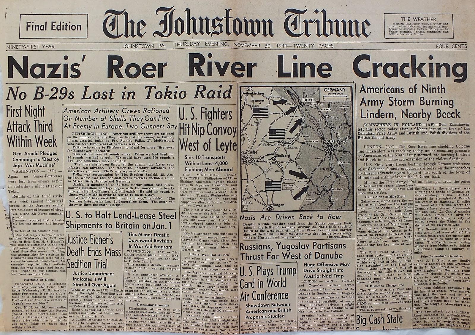 Vintage Johnstown: November 30, 1944: Nazis' Roer River Line Cracking