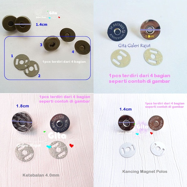 Gita Galeri Rajut: Aksesoris Tas: Kancing Magnet, Bag Lock, Dop Tas ...