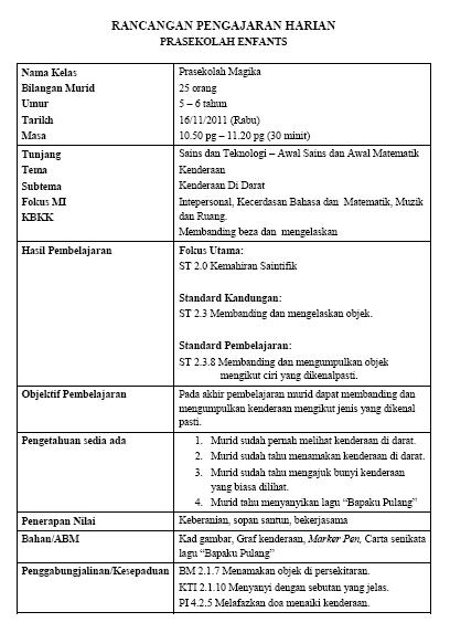 Rancangan Pengajaran Harian Prasekolah Awal Matematik A Cabutan - Riset