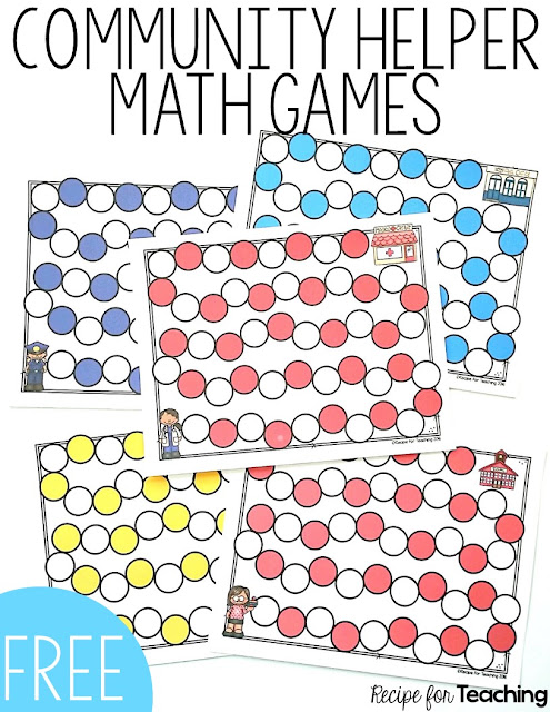 Community Helper Math Games - Recipe for Teaching