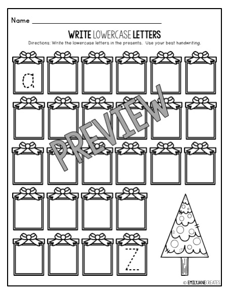 Emily Jane Creates: DECEMBER NO PREP KINDERGARTEN PACKET-OVER 100 PAGES!