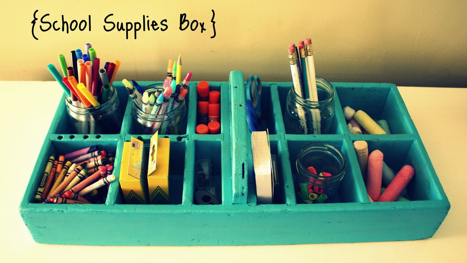it's just Laine: Makeover: Vintage Toolbox to School Supplies Box