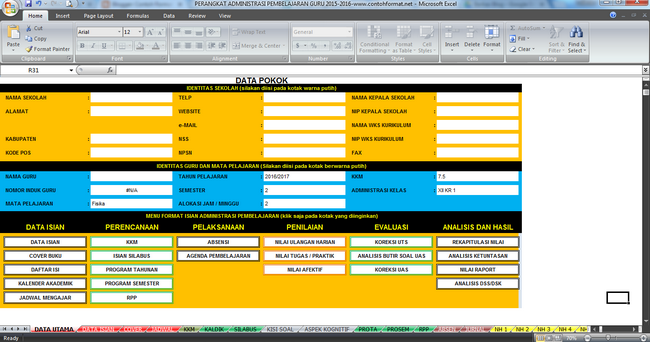 Unduh Contoh Format Aplikasi Administrasi Guru File MS.Excel Terbaru - Contoh Format