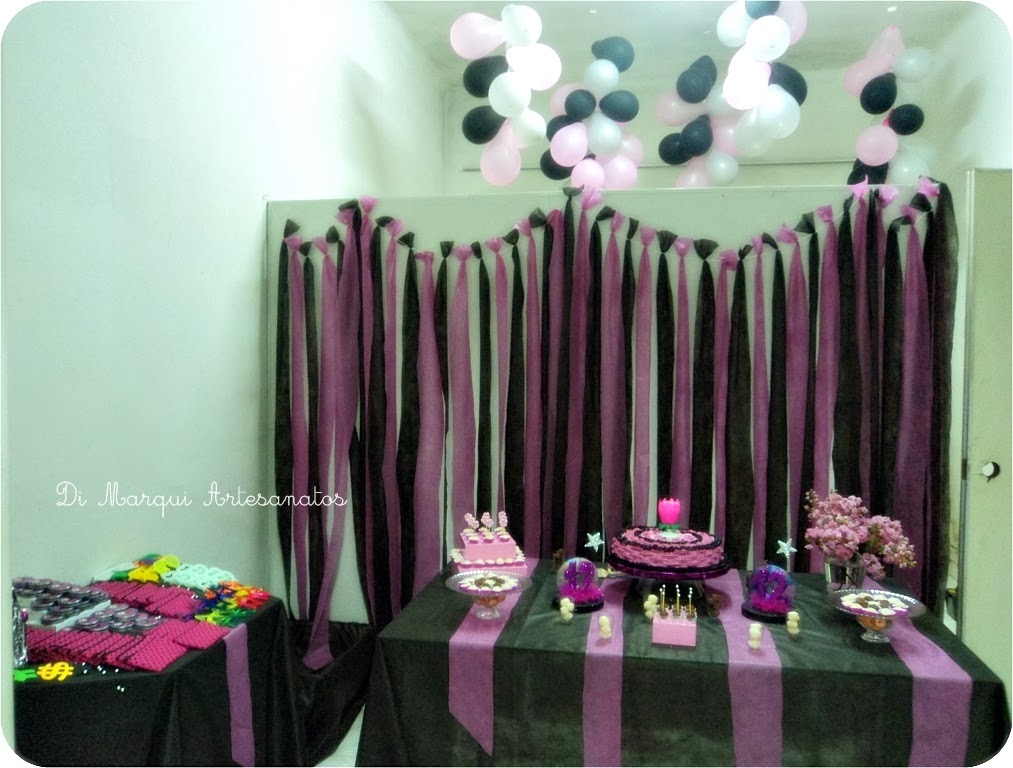 Di Marqui Artesanatos: Festa Tema Balada Pink e Preto