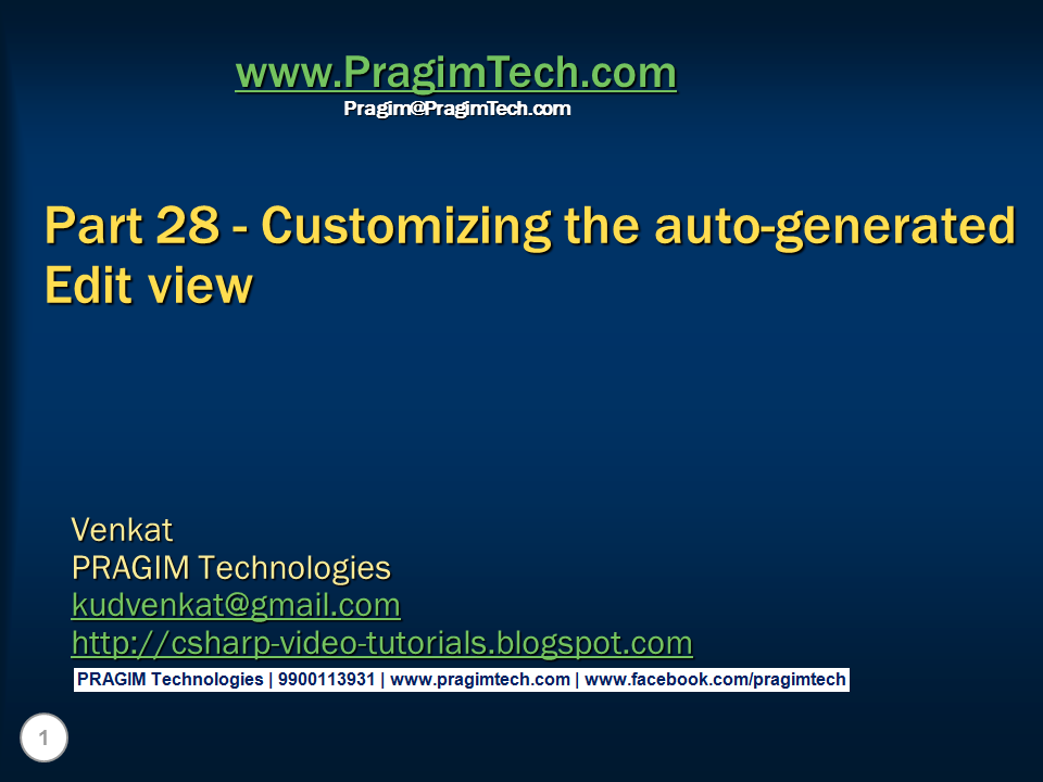 Sql server, .net and c# video tutorial: Part 28 - Customizing the auto-generated Edit view