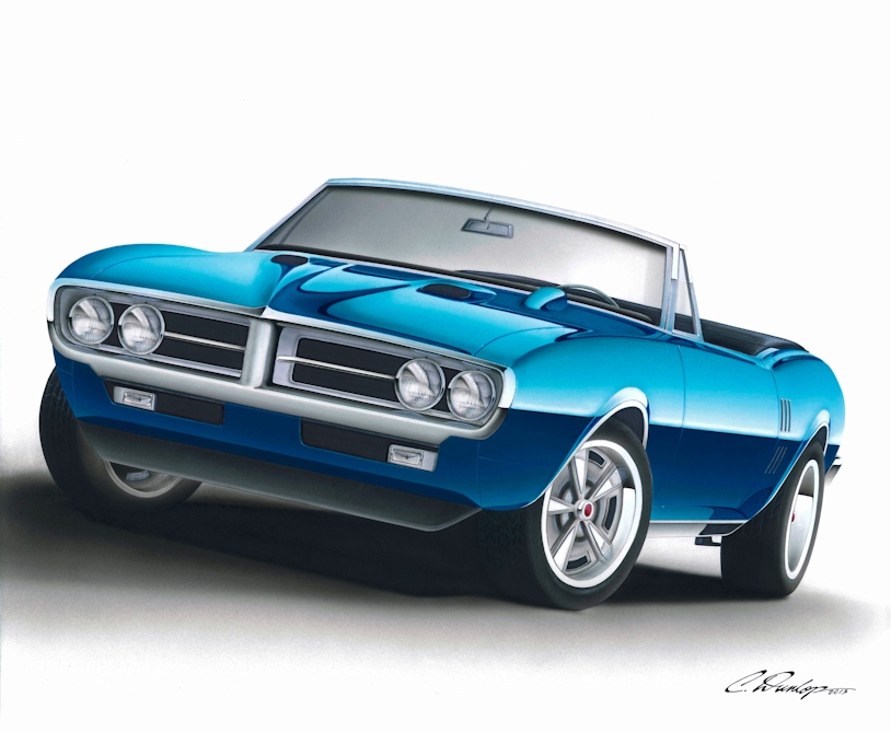 Pinstripe Chris: Custom 67 Pontiac Firebird Convertible Drawing