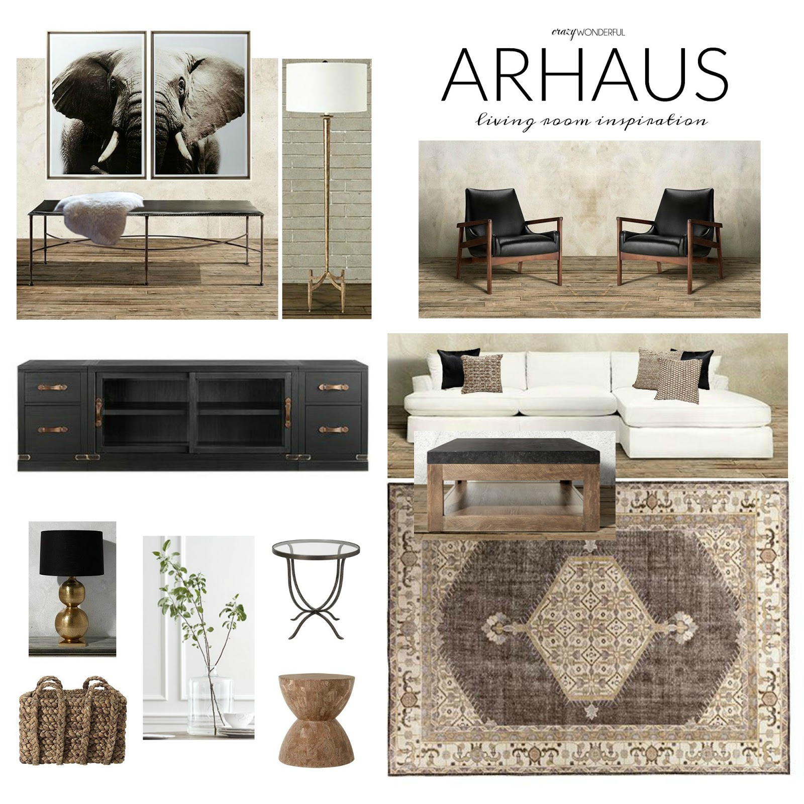 arhaus living room design board - Crazy Wonderful
