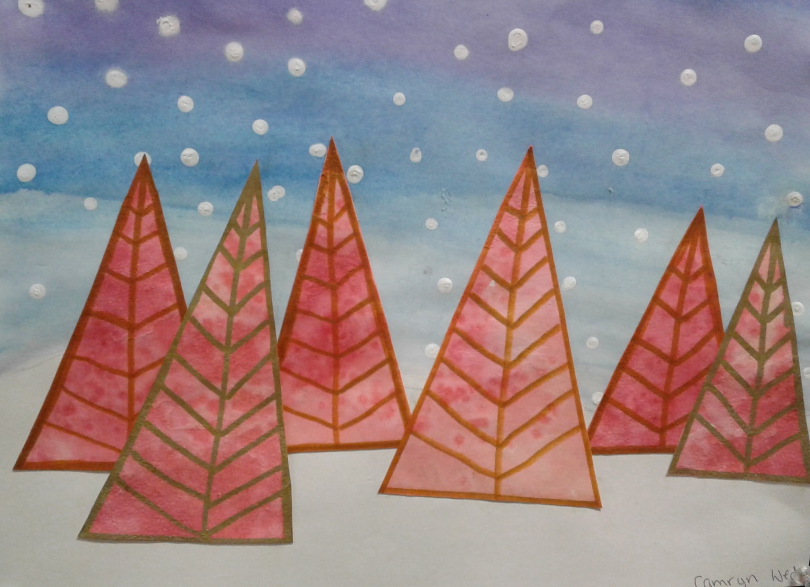 a faithful attempt: Contemporary Evergreen Trees Mixed Media Collage