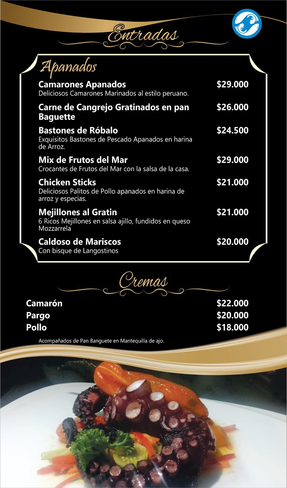 MENU ENCANTO DEL MAR: ENTRADAS