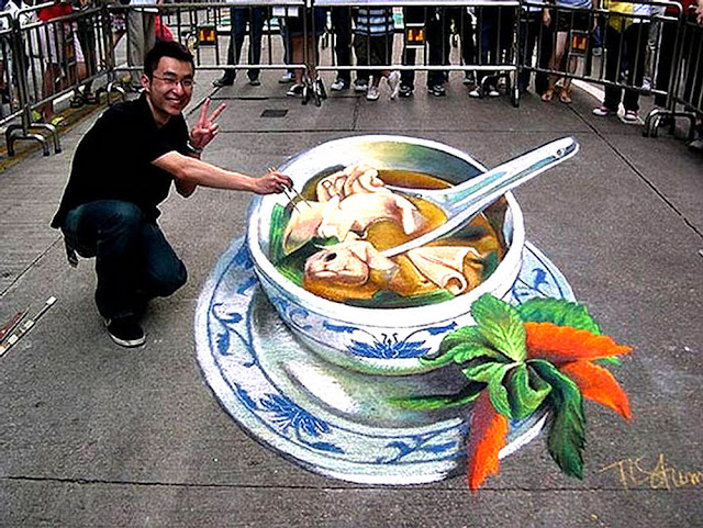 Chuck's Fun Page 2: Amazing 3-D sidewalk art done in chalk.