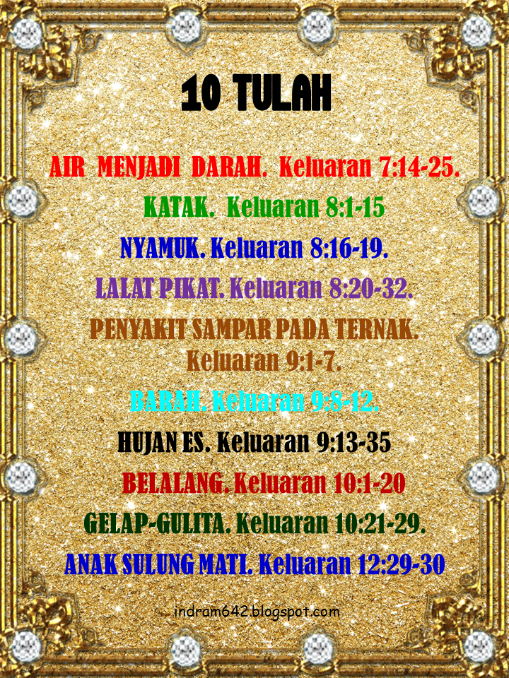 SENI MENULIS ISI HATI TUHAN : 10 TULAH - 10 PLAGUE, Keluaran 7:14-25-12 ...