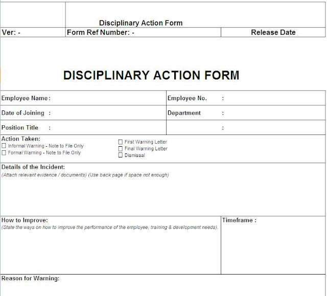 DISCIPLINARY ACTION FORM FREE DOWNLOAD