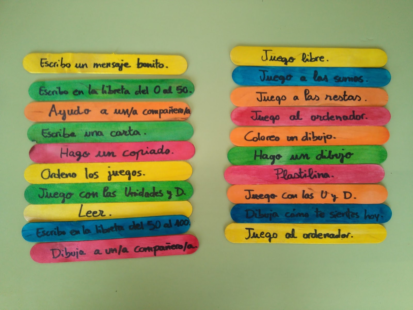 Tizas de colores: Maestra... ¡He terminado! ¿Qué hago ahora?