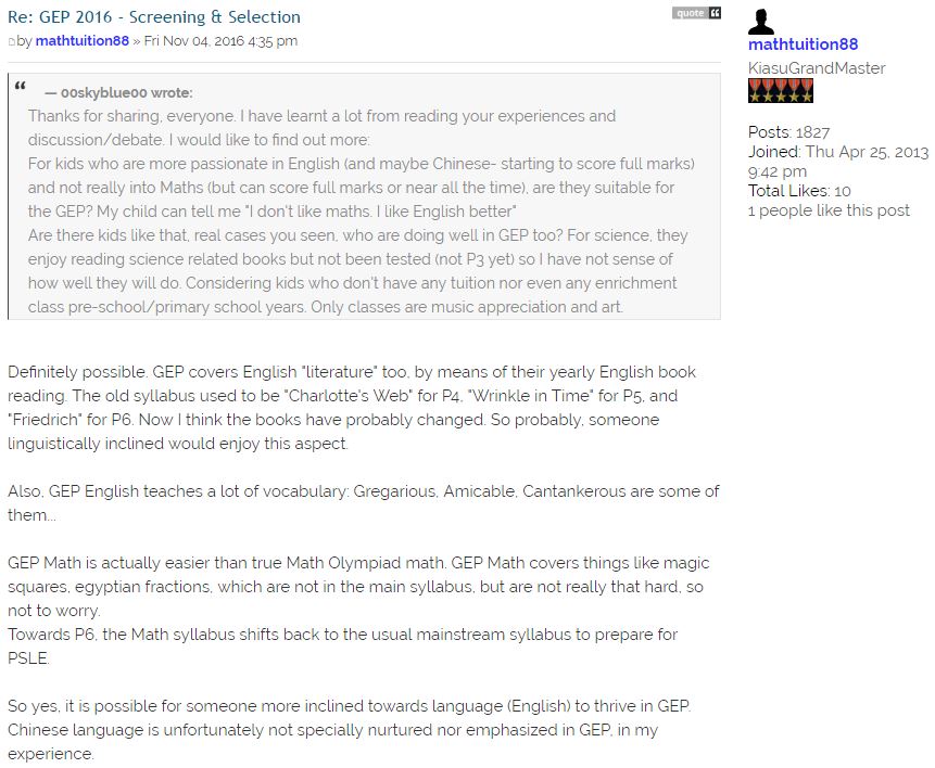 The Gifted Education Programme (GEP) in Singapore - Part 4 of 4