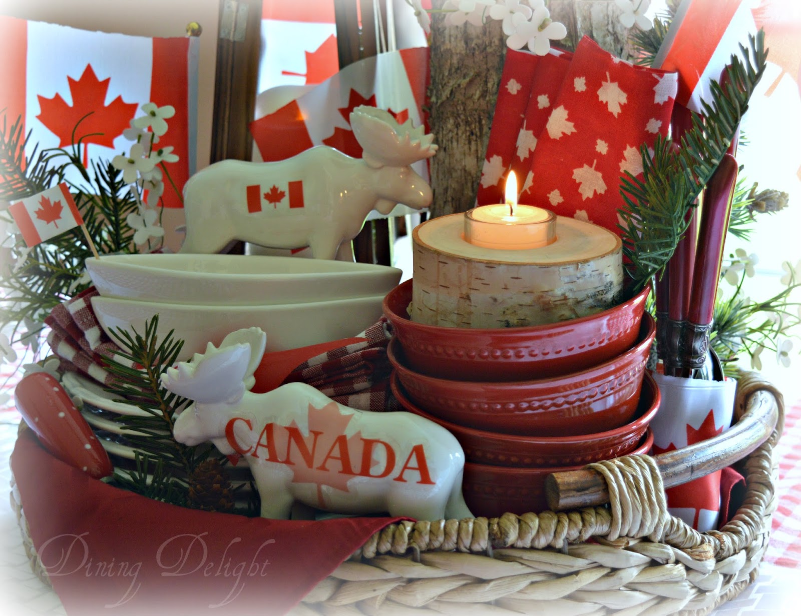 Dining Delight: Canada Day Display in a Tray