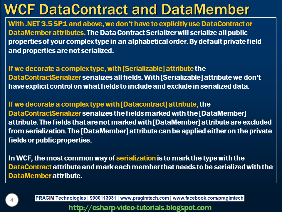 Sql Server And C Video Tutorial Part 6 Wcf Datacontract And Datamember