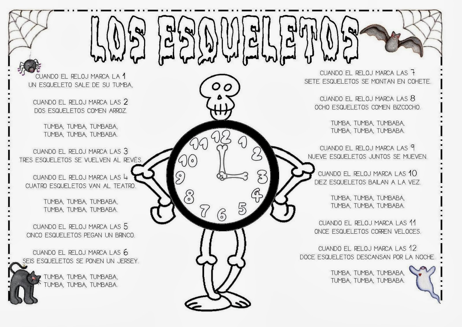 TALLER GARAJE MUSICAL: TRABAJAR EL TEXTO DE LA CANCIÓN: "LOS ESQUELETOS"