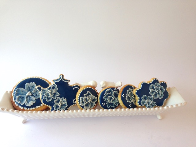 Dark blue and white biscuits