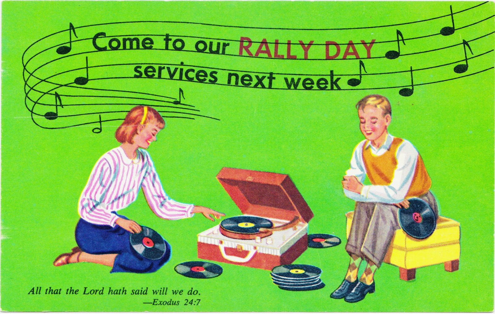 Papergreat: Three vintage "Rally Day" church postcards