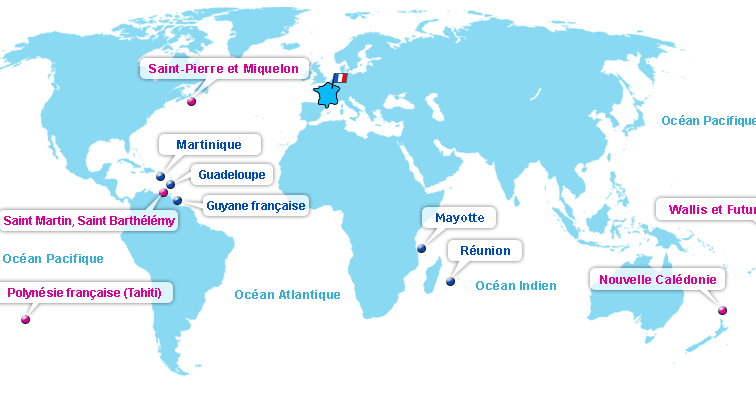 FLE au collège: La francophonie: les DROM et les COM