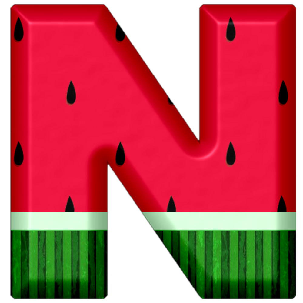 -0-watermelon-alphabet-n.png (1000×1000) | Decoração turma da monica ...