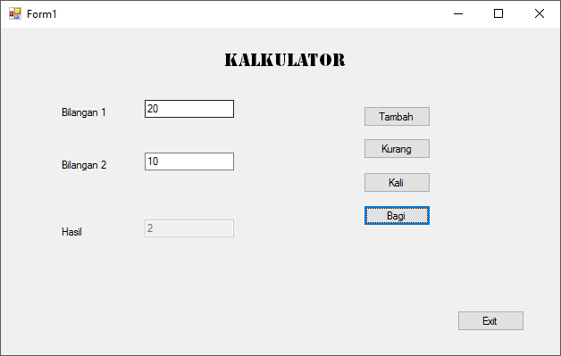 Membuat Kalkulator Sederhana Menggunakan Microsoft Visual Studio 2010 ...
