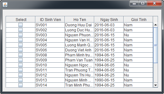 Tạo JCheckbox trong JTable - Java swing gui Eclipse ~ Thế Giới Giải Mã