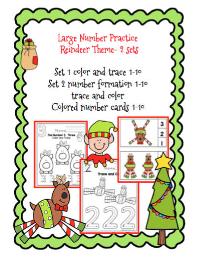 Christmas Large Number Practice ~ Preschool Printables