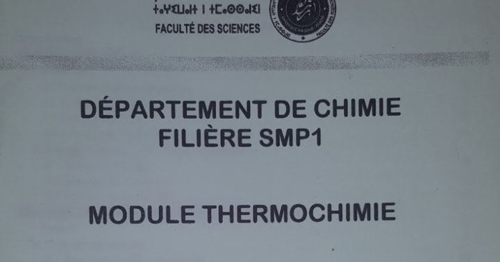 COURS THERMOCHIMIE SMP1 - Facfacile