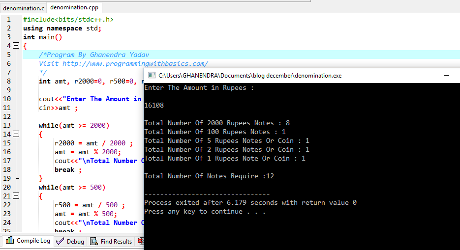 C Program For Denomination Of An Amount Using While Loop c-program-for-denomination-of-an-amount-using-while-loop