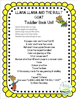 LLAMA LLAMA AND THE BULLY GOAT TODDLER BOOK UNIT ~ Book Units by Lynn