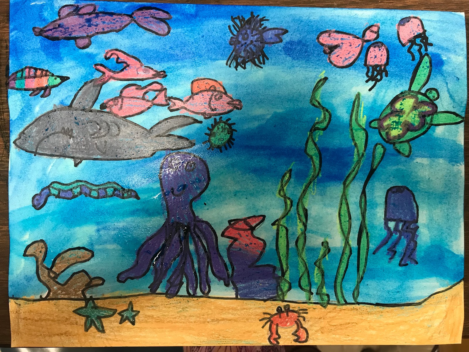 Elements of the Art Room: 1st grade ocean scenes