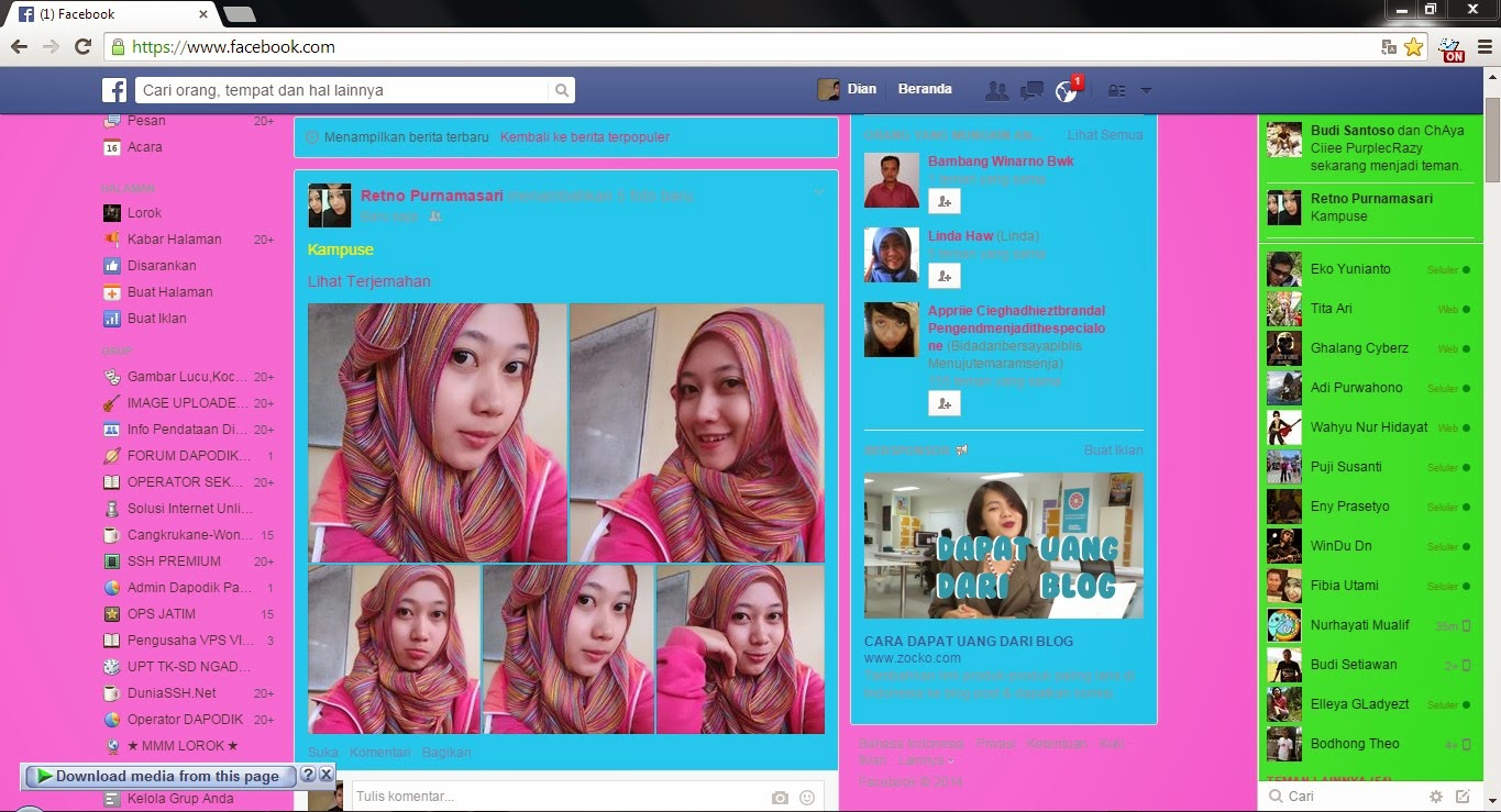 CARA MEMBUAT TAMPILAN FACEBOOK MENJADI MENARIK DENGAN WARNA WARNI - numoes