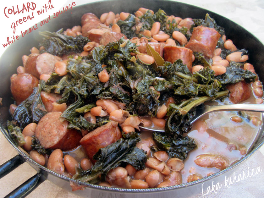 Raštika s bijelim grahom i kobasicom ☆ Collard greens with white beans ...