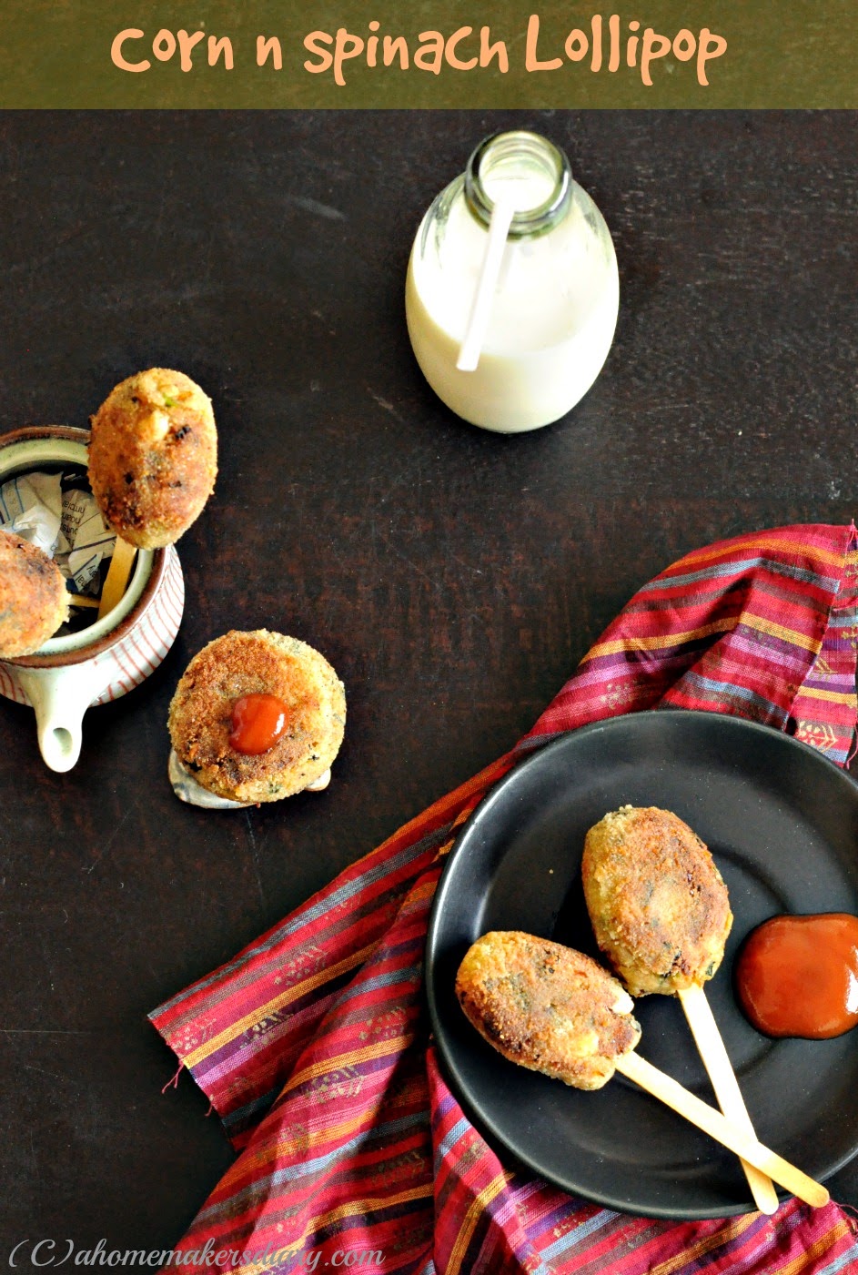Spinach and corn Lollipop (Croquette) - A Homemaker's Diary