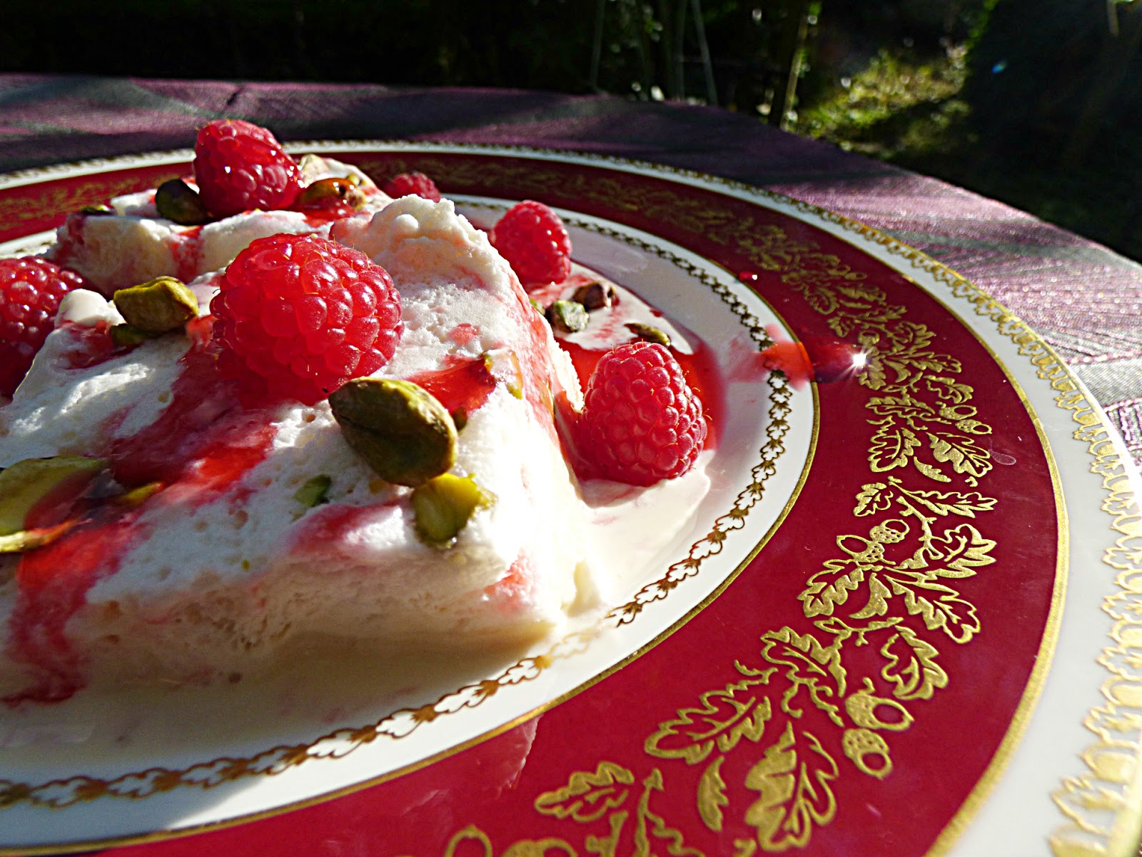 Chez Maximka: Raspberry ripple parfait with pistachios