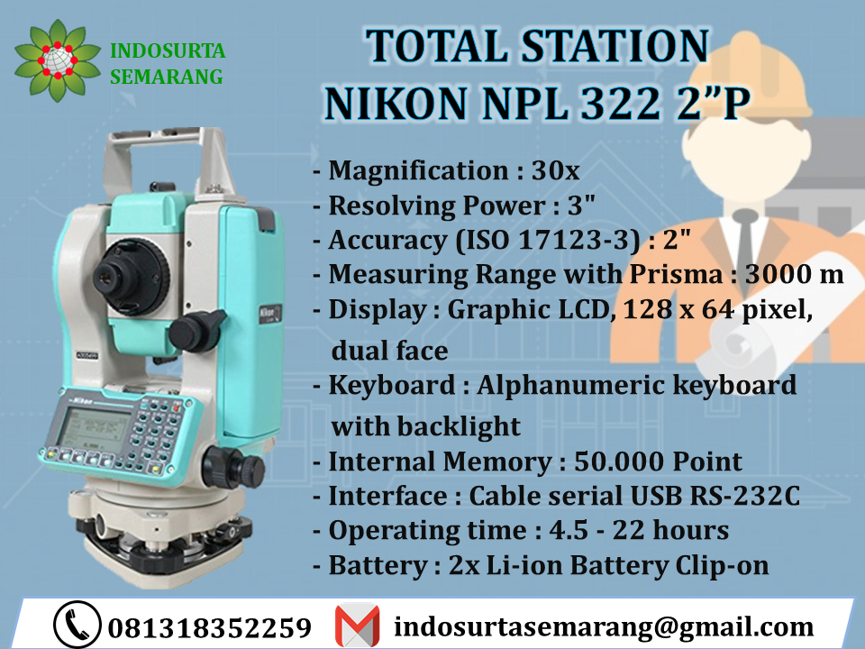 JUAL TOTAL STATION NIKON NPL 322 2 JUAL TOTAL STATION NIKON NPL 322 2