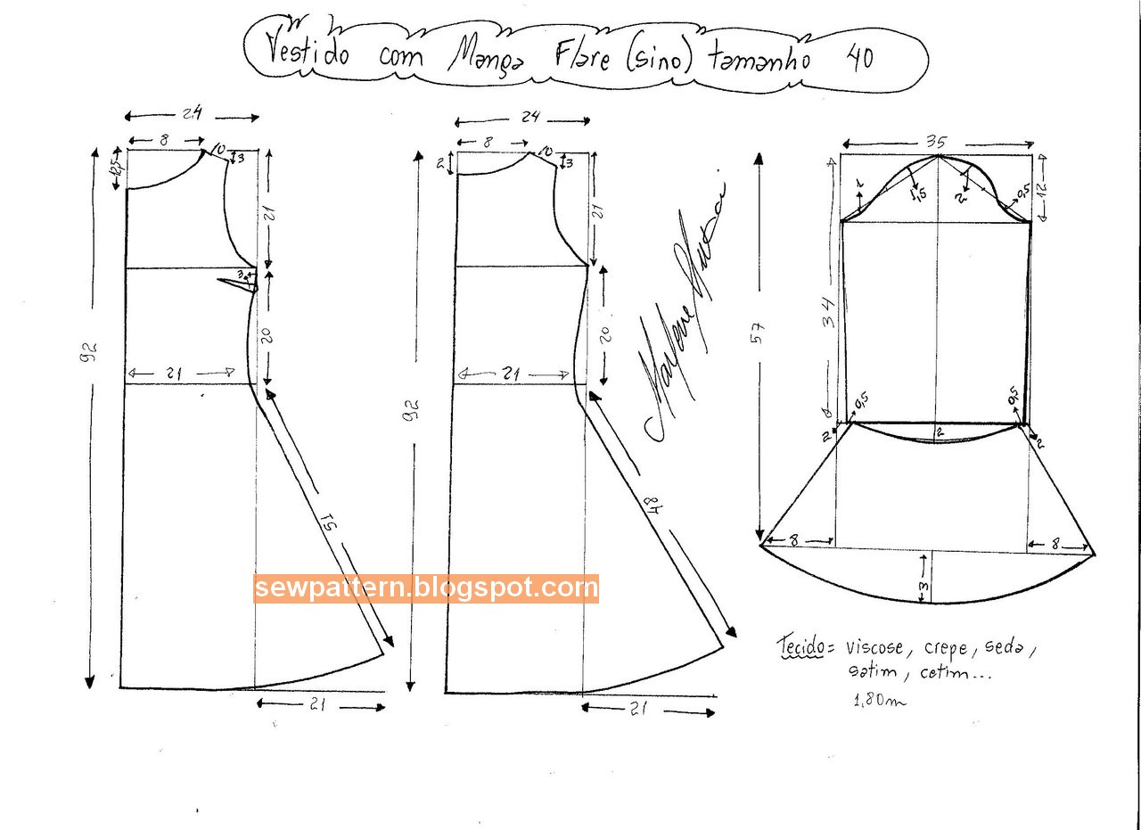 باترون فستان قصير مقاس 36 - 56 - Sew Pattern
