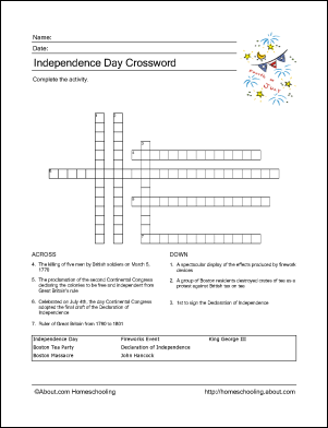 Activities, Crosswords and Word Searches Printables for 4th of July ...