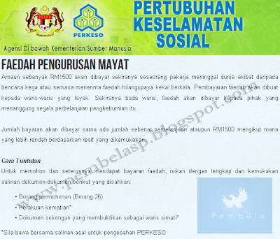 TUNTUTAN FAEDAH PENGURUSAN MAYAT - SOCSO (PERKESO) | PEMBELA