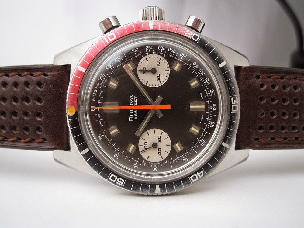 Vintage chronographs: 1970's Bulova chronograph with 14EB (Valjoux 7733 ...