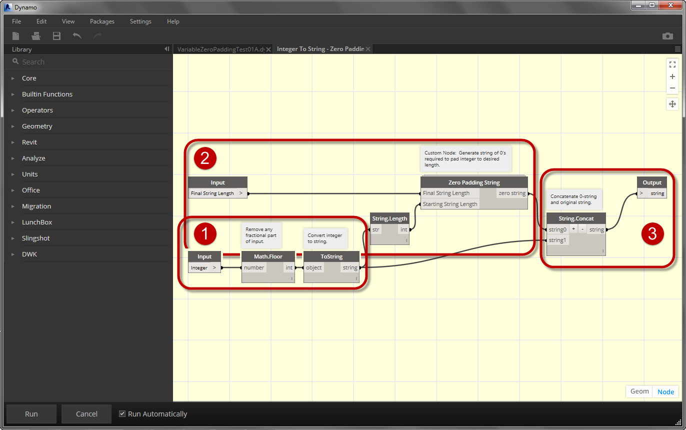 The Architect S Desktop Dyanmo Custom Node Integer To String Zero Padding