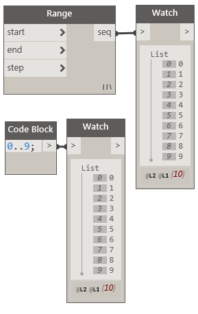 Dynamo Nodes to Code Block: Range default