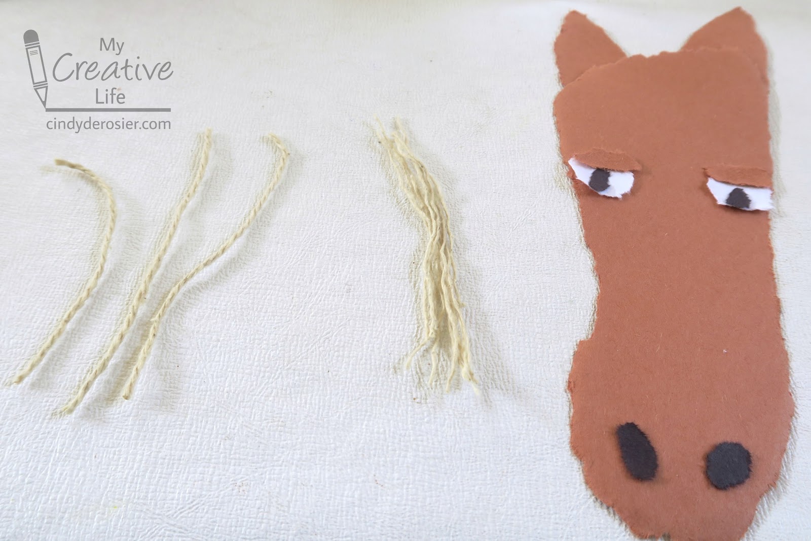 Cindy deRosier: My Creative Life: Torn Paper Footprint Horse