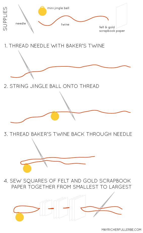 Gold and White Felt Christmas Tree Ornament