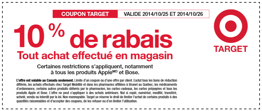 Les Coupons Rabais: Coupon de 10% de rabais dans les magasins Target!